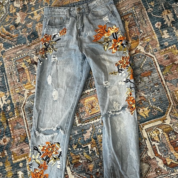 Jeans | Womens Embroidered Flower Jeans | Poshmark